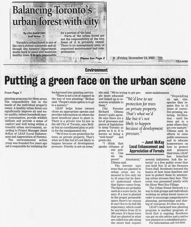Select Media Coverage | LEAF | Local Enhancement & Appreciation of Forests